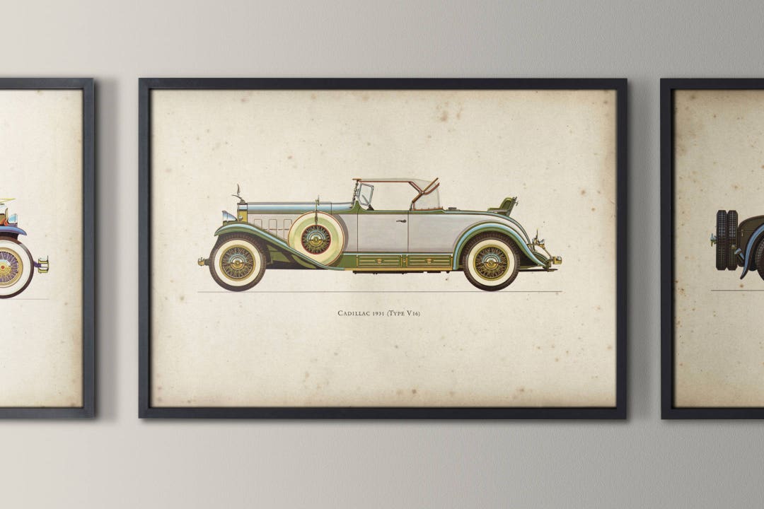 Classic Car Art Vintage Art Print Car Decor Car Art - Etsy