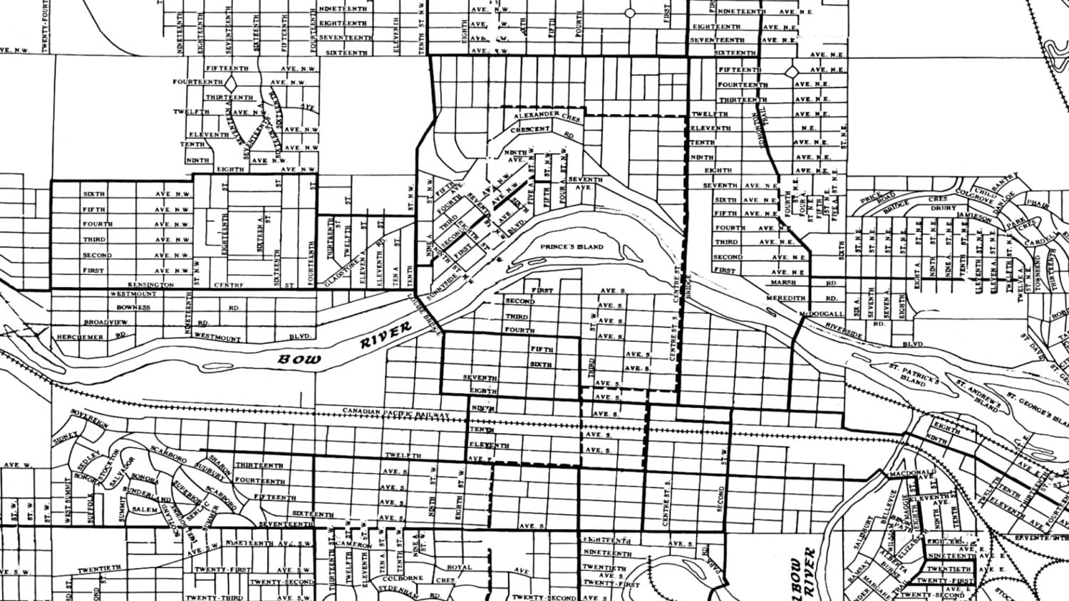 Calgary Map Print : Black and White Calgary Alberta Canada Vintage ...