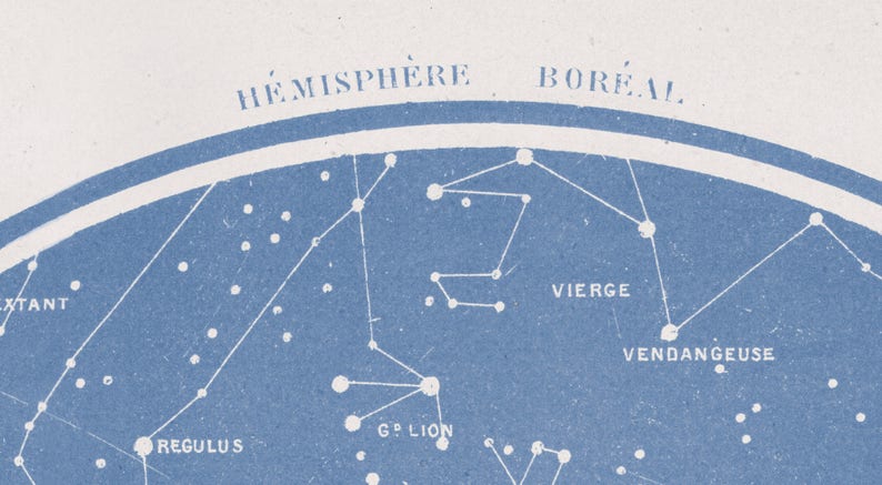 Nursery Star Map : Vintage French Constellation Map - Constellation Map ...