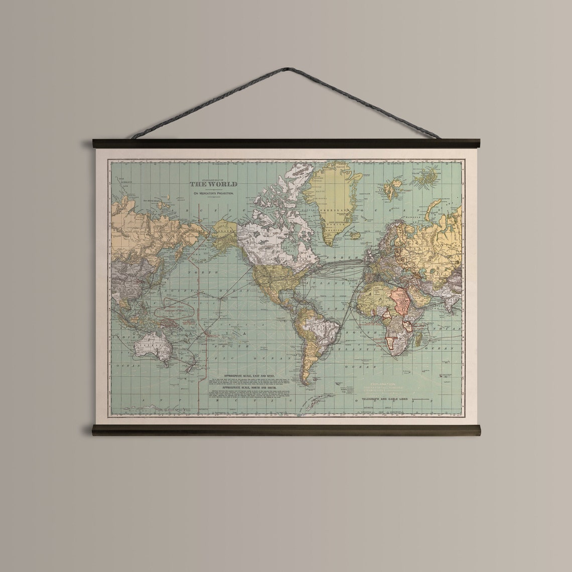 World Map Art - Vintage World Map Tapestry - Kids Room World Map ...