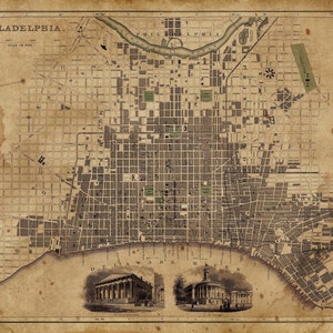 Philadelphia Map : Vintage Philadelphia Map Print Poster Circa 1840 ...