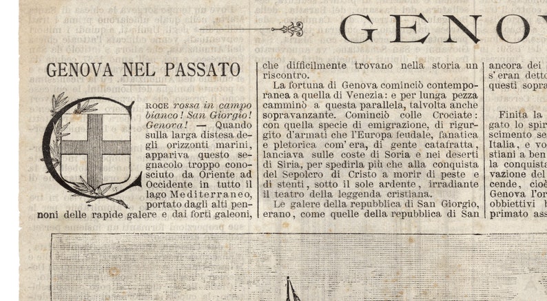 Vintage Italian Newspaper : Genova - Vintage Newspaper Art - Vintage ...