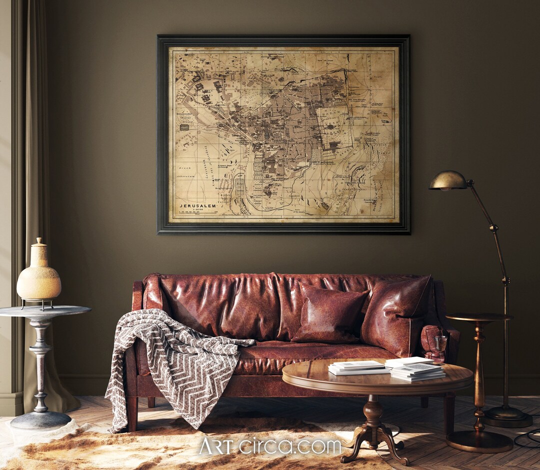 Jerusalem Map : Vintage Rustic Jerusalem Map Print Poster Circa 1911 - Etsy