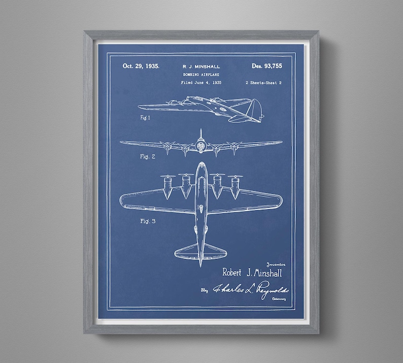 Airplane Blueprint - B-17 Flying Fortress Blueprint - Airplane Drawing ...