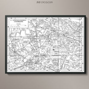Paris Map - 6th Arrondissement Map - Luxembourg Map Print : Vintage ...