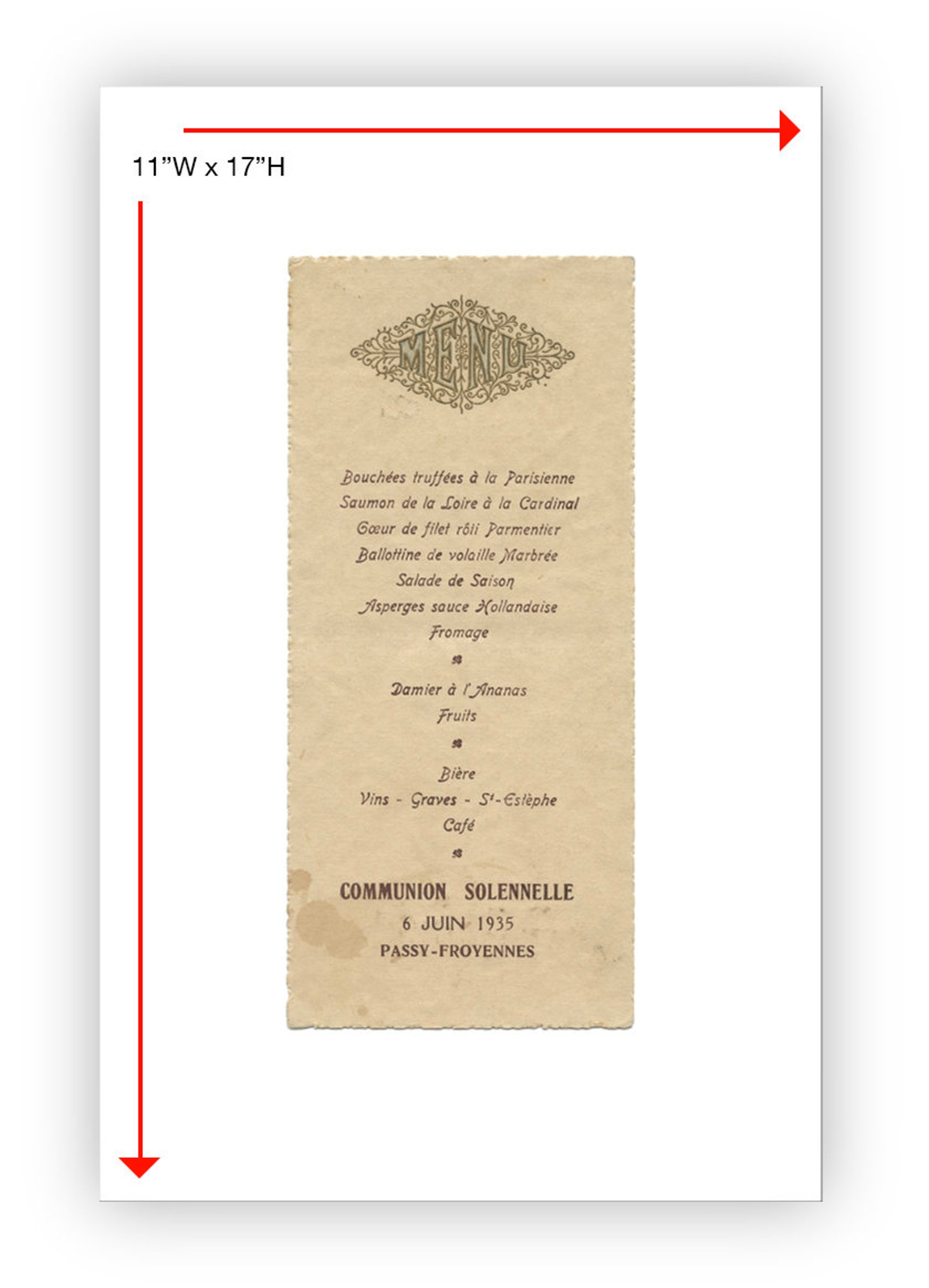 French Menu 3 1935 Vintage French Brasserie Menu Print | Etsy