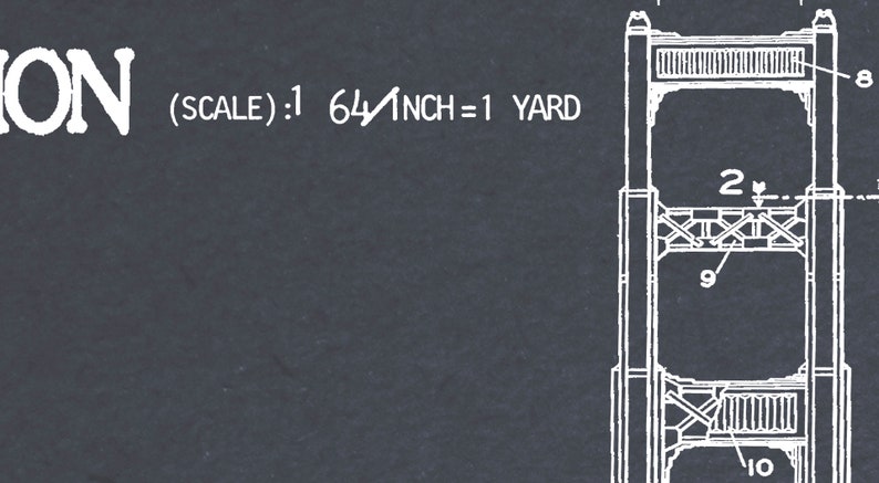 Golden Gate Bridge Blueprint : Vintage San Francisco Golden Gate Bridge ...