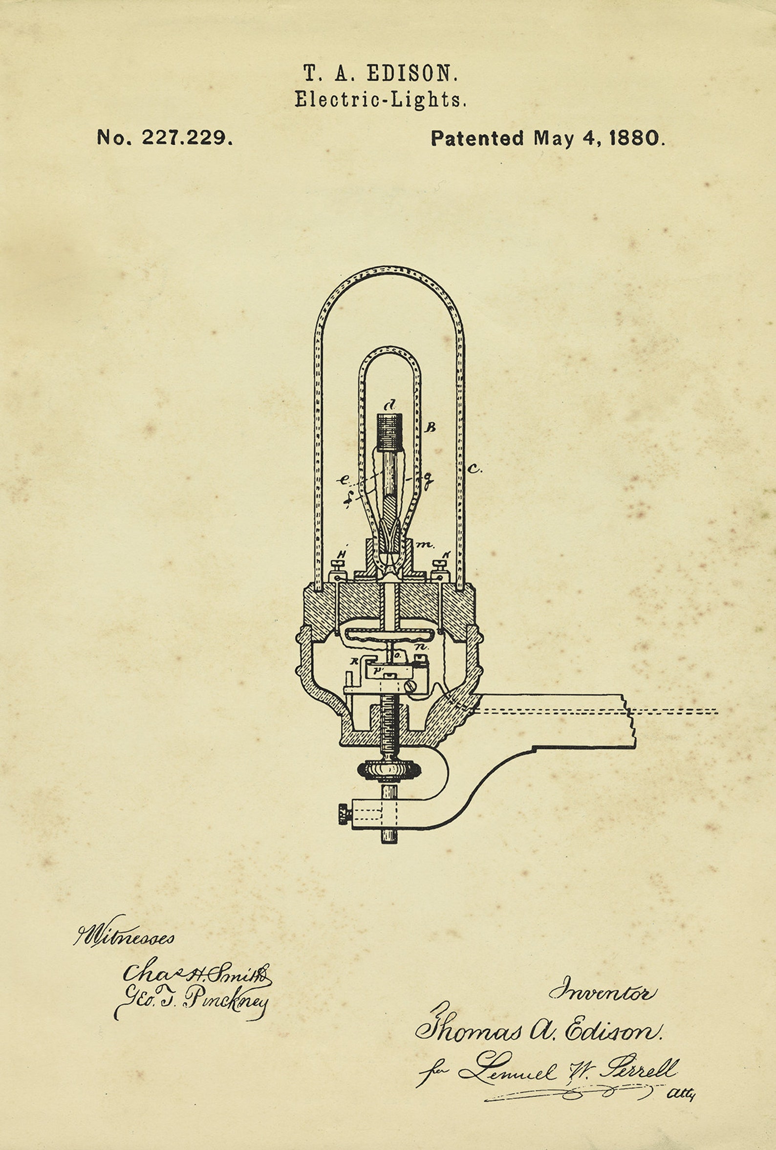 Edison Patent Print 3: Vintage Edison Light Bulb Patent Print | Etsy