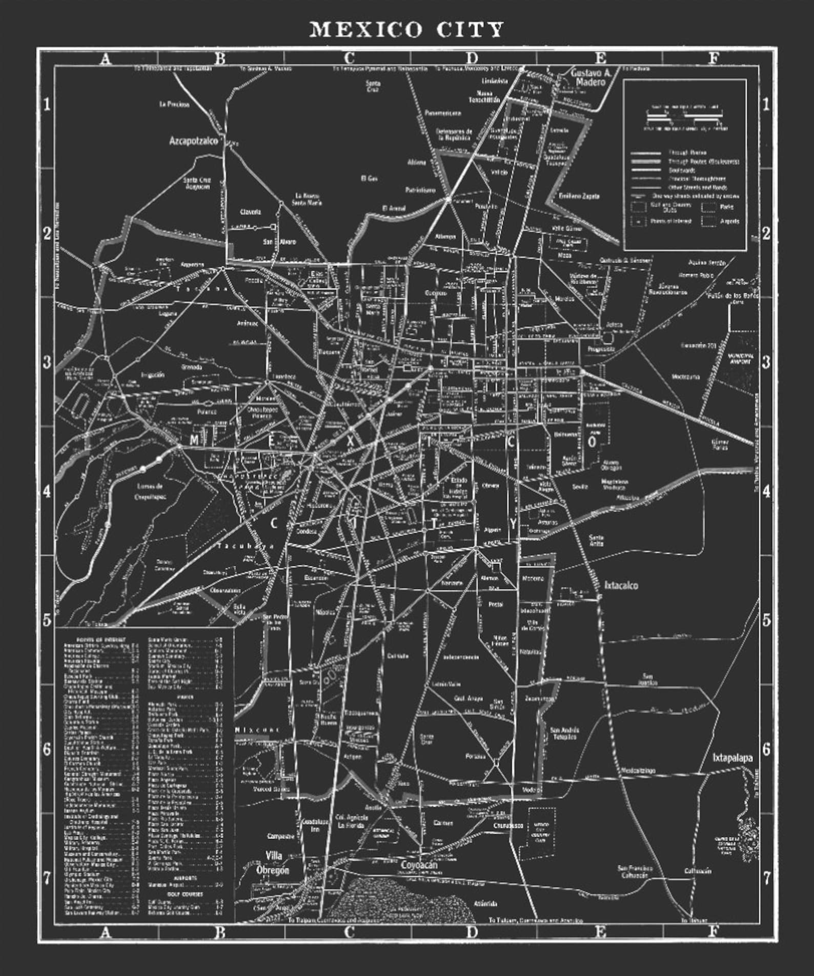 Mexico City Map : Vintage Mexico City Map Print Old Mexico Map Circa ...