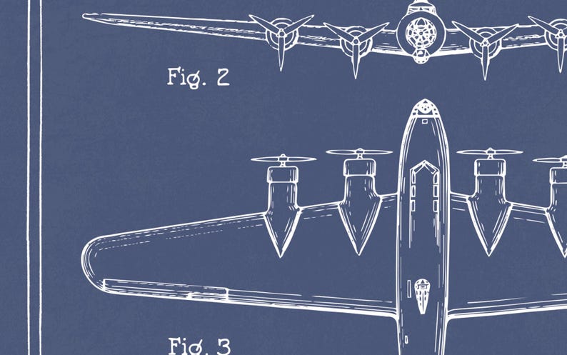 Airplane Blueprint - B-17 Flying Fortress Blueprint - Airplane Drawing ...