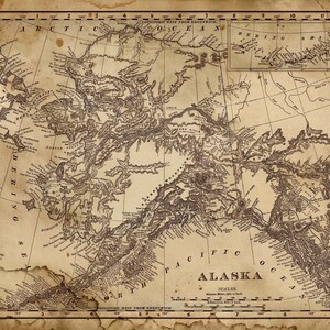 Alaska Map Print : Vintage Alaska Map Art - Alaska Poster - Alaska ...