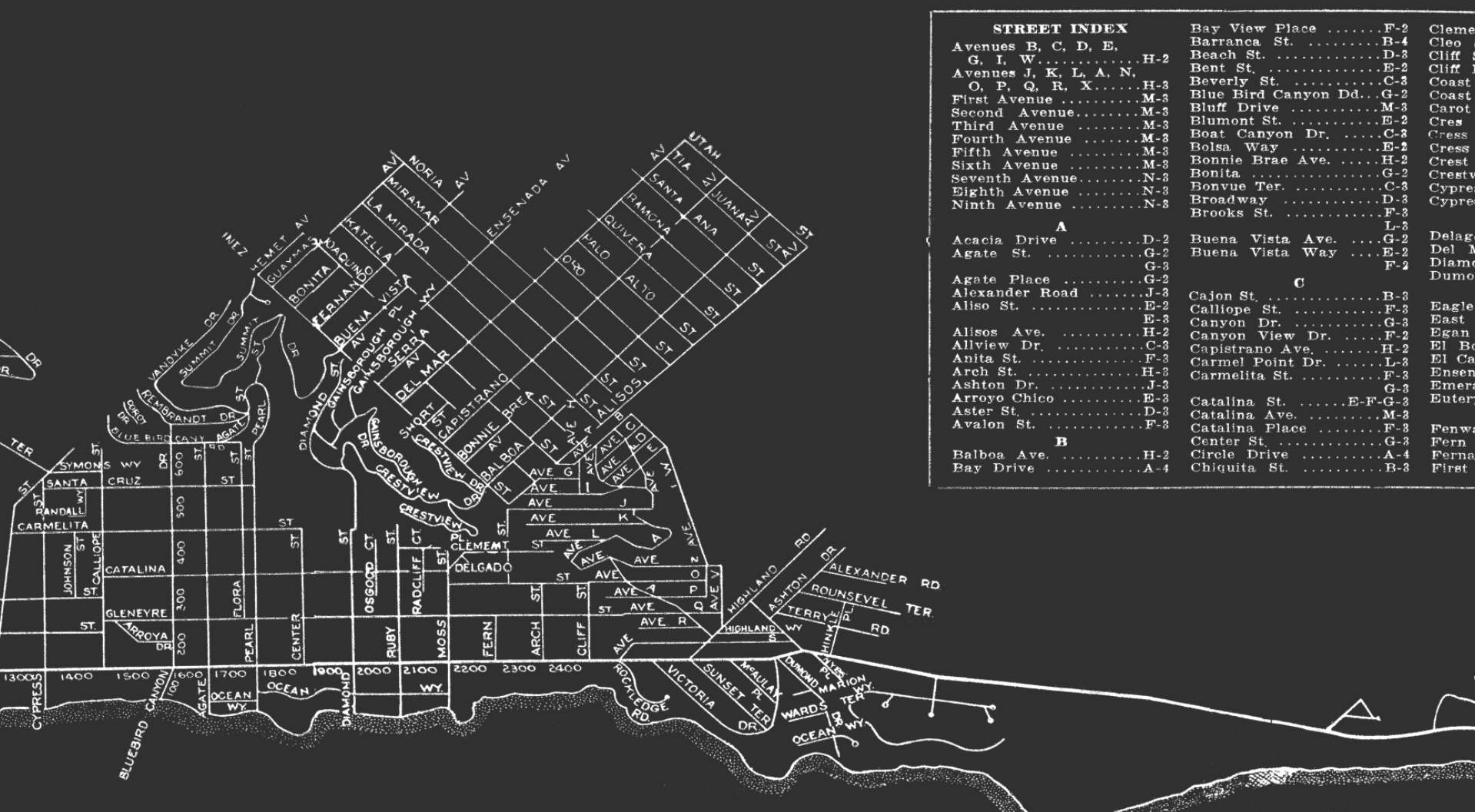 Laguna Beach Map : Vintage Laguna Beach Map Print Poster Circa 1940 ...