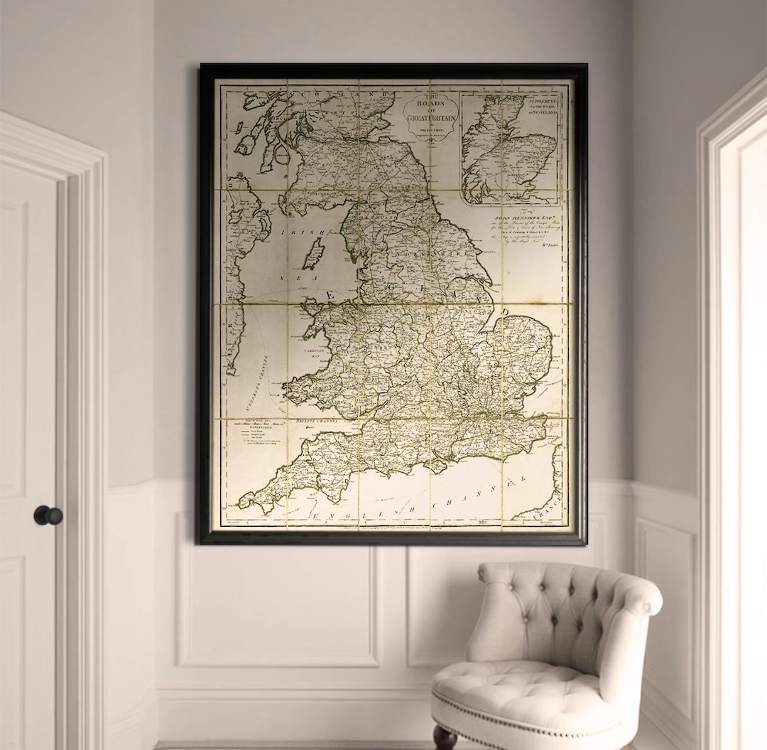 England Map : Vintage Map of England Great Britain Map - Etsy