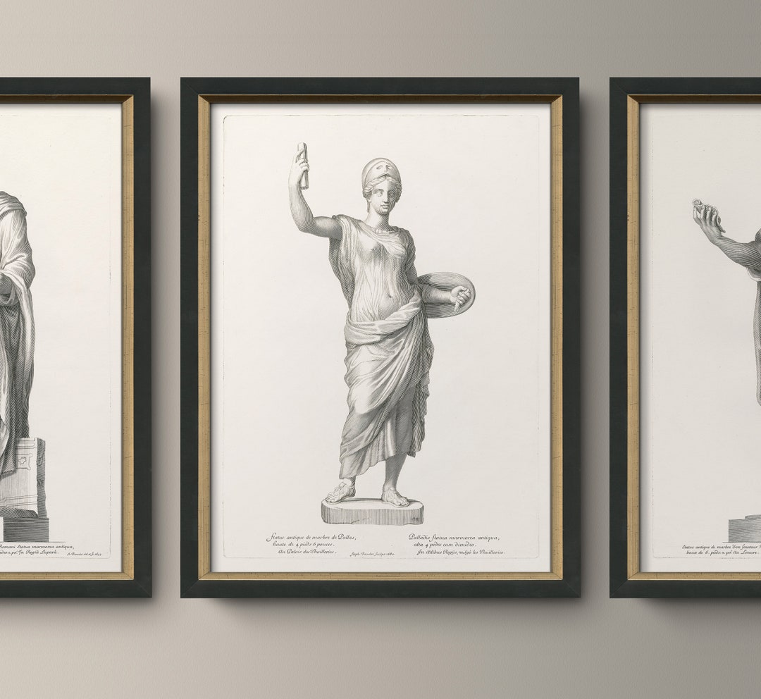 Statue Engraving Art 2 : 17th C. Parisian Art Figure Art - Etsy