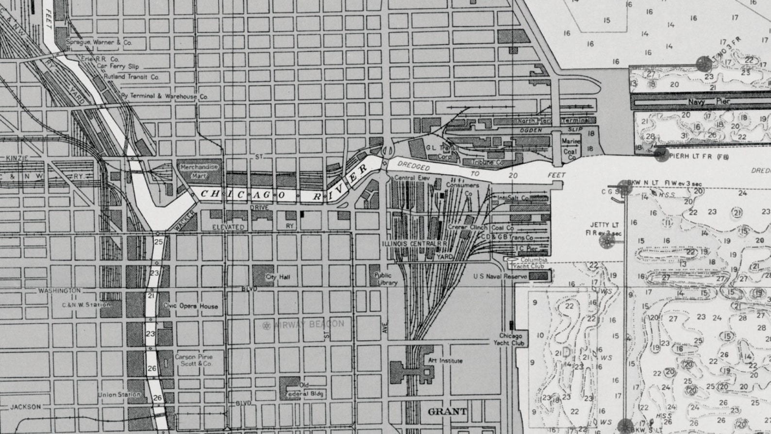 Chicago Harbor Map : Vintage 20th C. Nautical Survey Map - Etsy