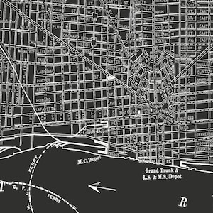Detroit Map : Black and White Vintage Detroit Map Print Circa 1901 ...