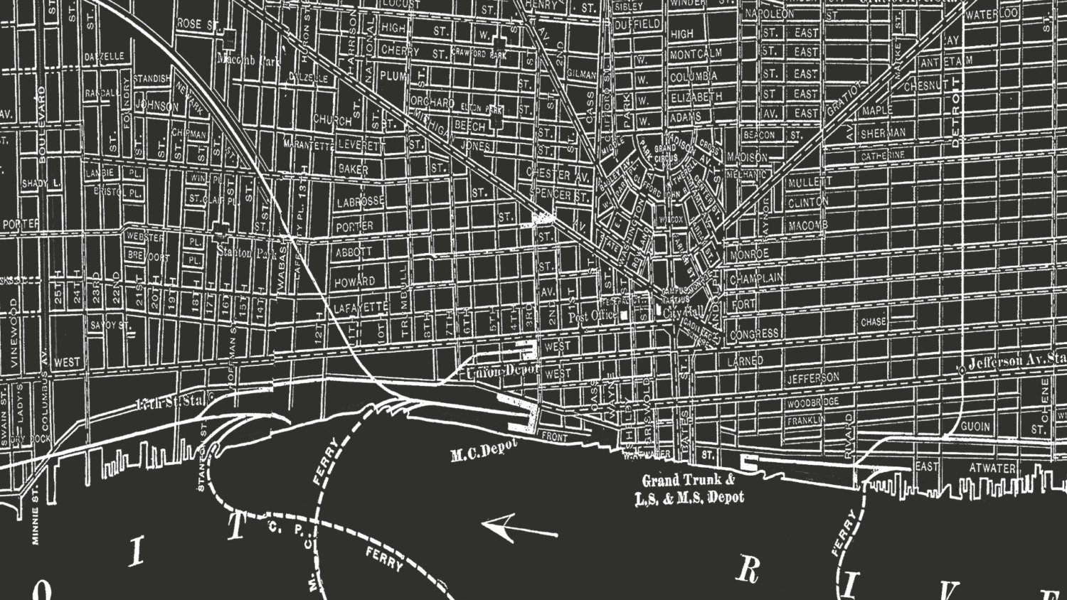 Detroit Map : Black and White Vintage Detroit Map Print Circa - Etsy
