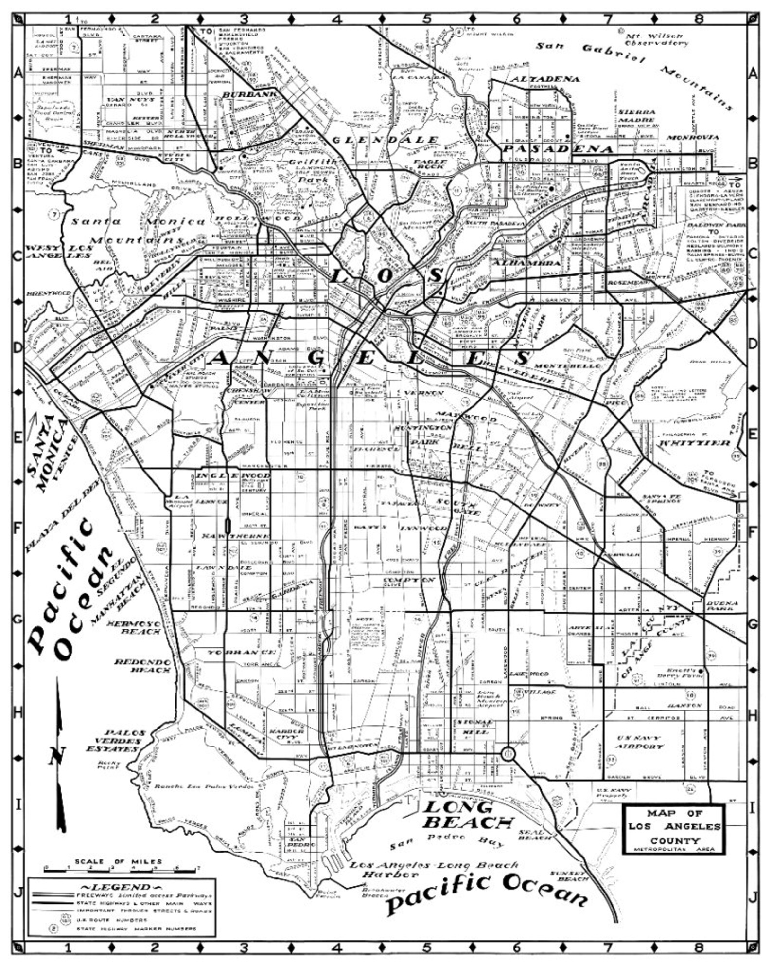 Vintage Los Angeles Map : 1940s Los Angeles Metro Map - Archival Los ...