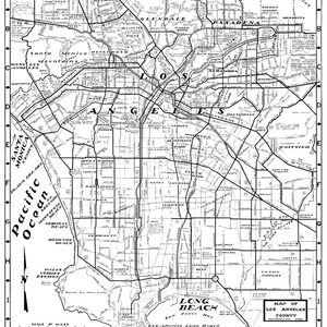 Vintage Los Angeles Map : 1940s Los Angeles Metro Map - Archival Los ...