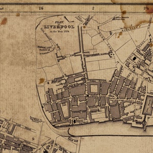 Liverpool Map : Vintage Liverpool Map Print Poster - Liverpool England ...