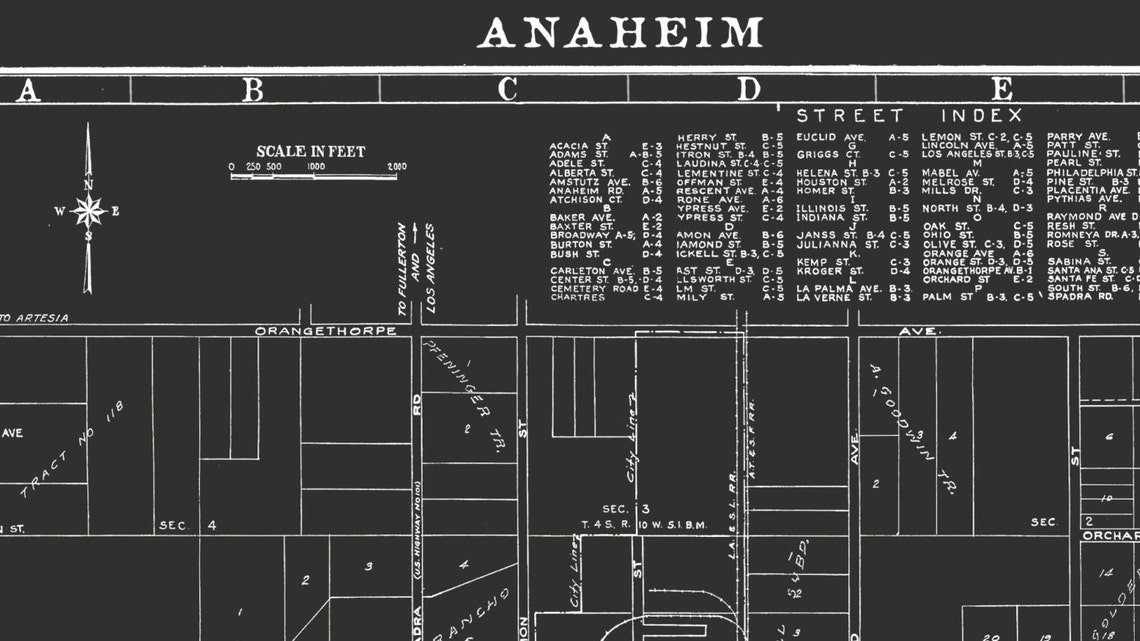 Anaheim Map : Black and White Style Vintage Anaheim Map Print ...