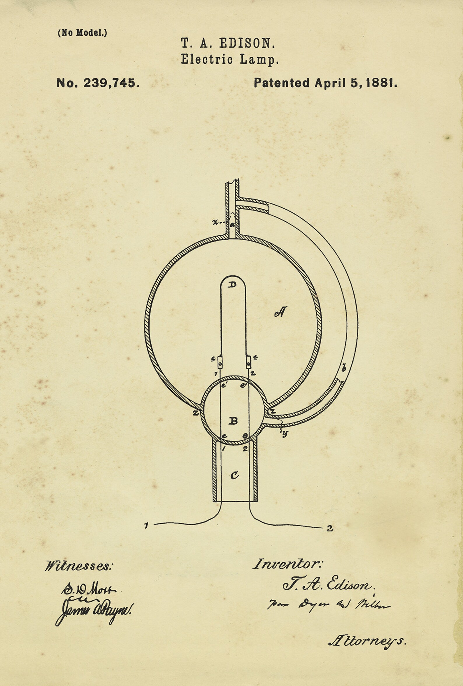 Vintage Patent Print 6 : Vintage Edison Light Bulb Patent - Etsy