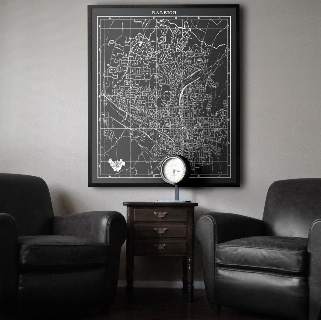 Raleigh Map Print : Vintage Raleigh Map Print - Old Raleigh Map - North ...
