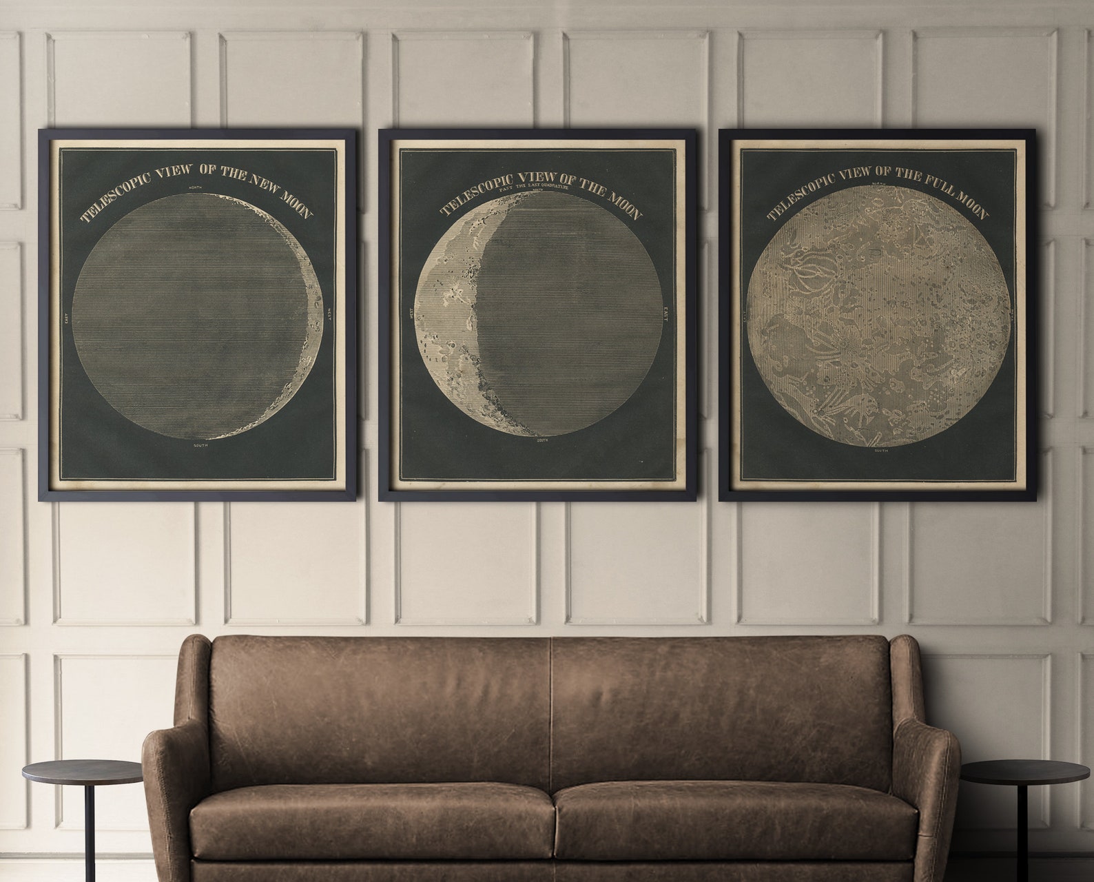 Vintage Moon Print : Circa 1850 Telescopic View of the Moon | Etsy