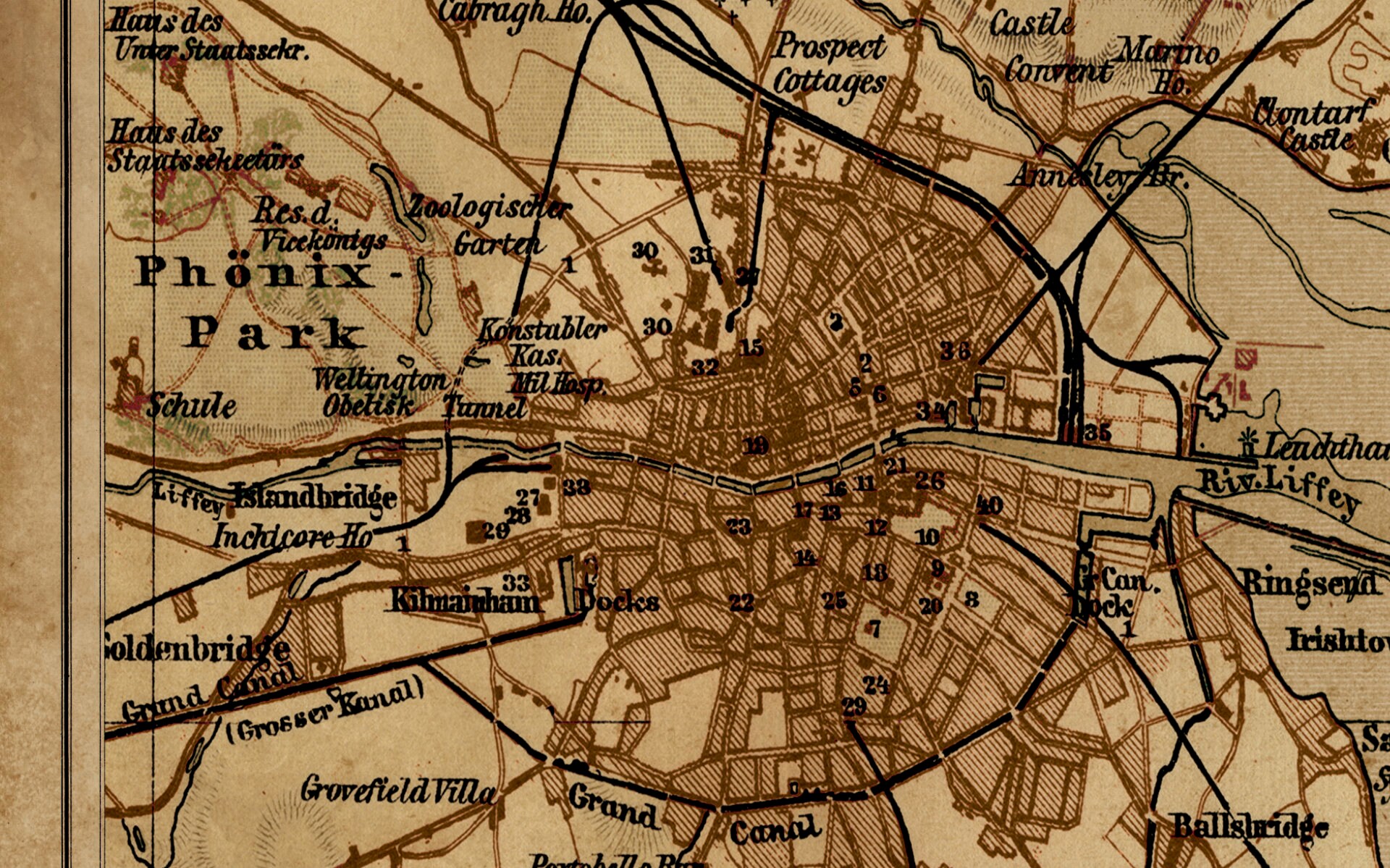 Dublin Map : Vintage Dublin Map Print Poster - Ireland Map Circa 1900 ...