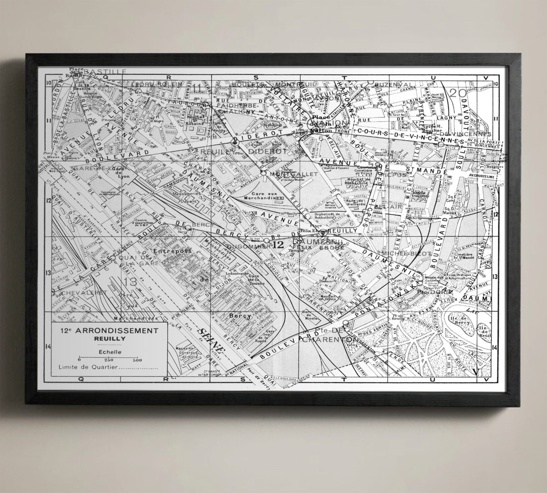 Paris Map 12th Arrondissement Map Reuilly Map Print : Paris - Etsy