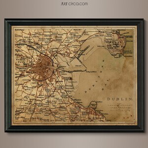 Dublin Map : Vintage Dublin Map Print Poster - Ireland Map Circa 1900 ...