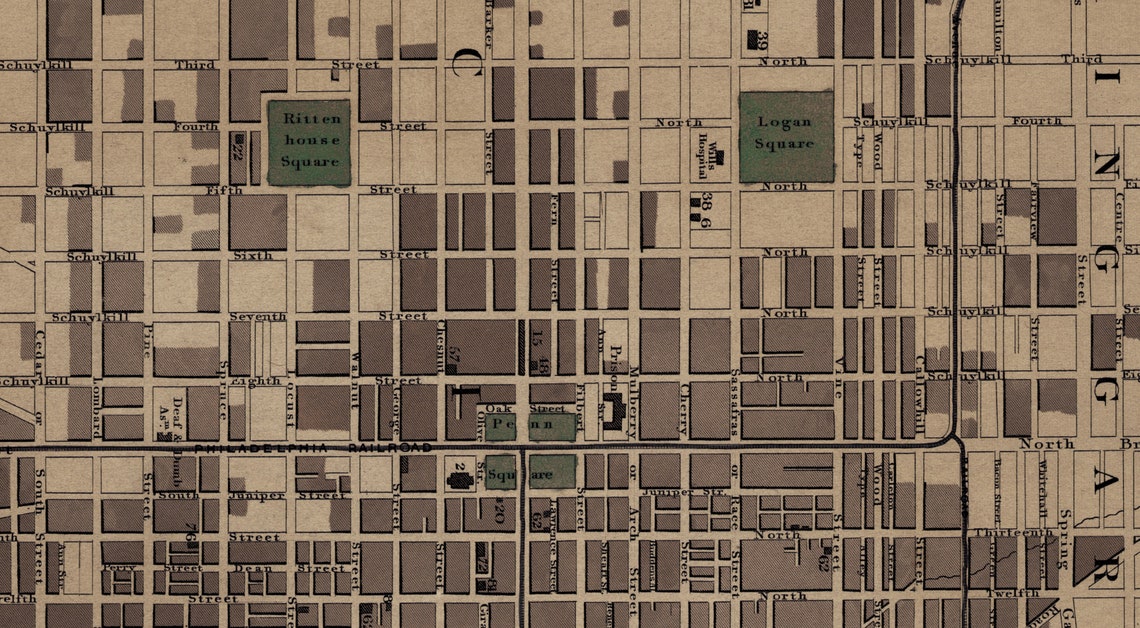 Philadelphia Map : Vintage Philadelphia Map Print Poster Circa - Etsy