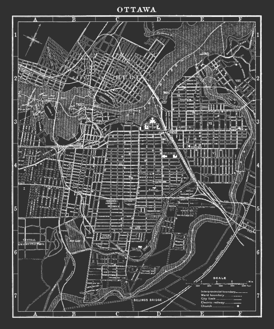 Ottawa Map : Vintage Ottawa Map Print Circa 1915 Ottawa | Etsy