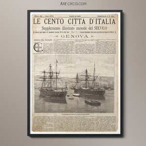 Vintage Italian Newspaper : Genova - Vintage Newspaper Art - Vintage ...