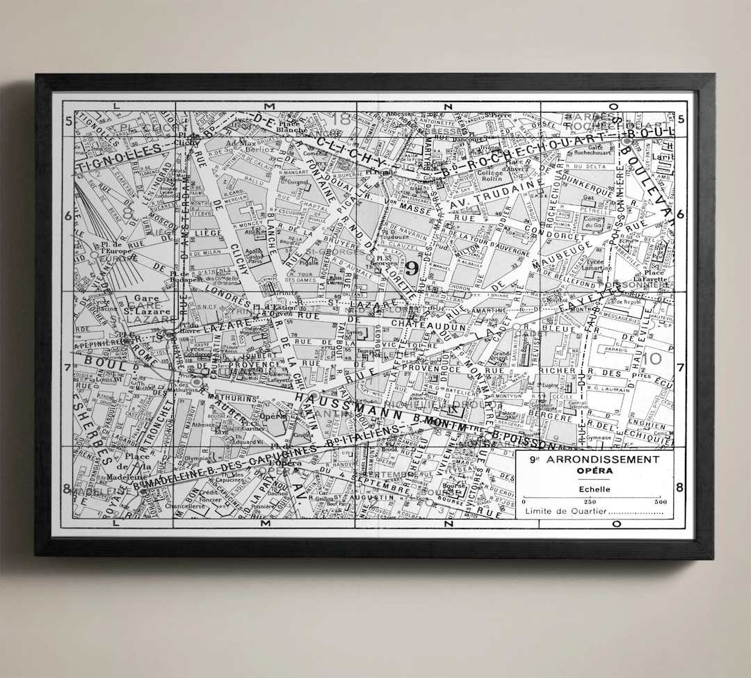 Paris Street Map : 9th Arrondissement Map Opéra Print - Etsy