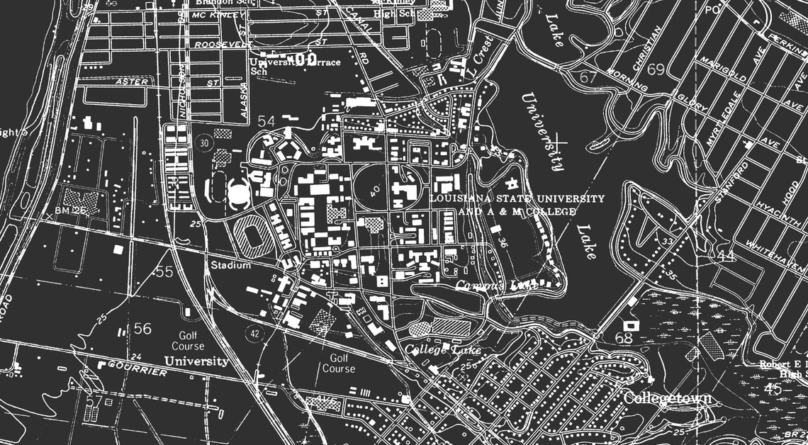 Baton Rouge Map : Vintage Baton Rouge Map Print Old Baton | Etsy