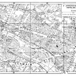 Paris Map - 4th Arrondissement Map - Hotel De Ville Print : Metro Paris ...