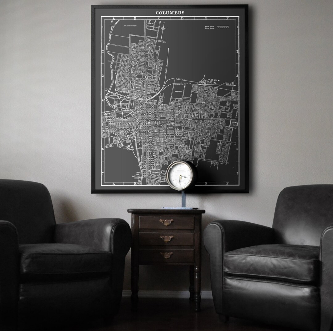 Columbus Map Print : Vintage Columbus Map Print Poster - Vintage Ohio ...