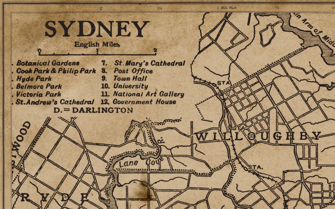 Sydney Map Print : Vintage Circa 1910 Sydney Map Print Poster ...