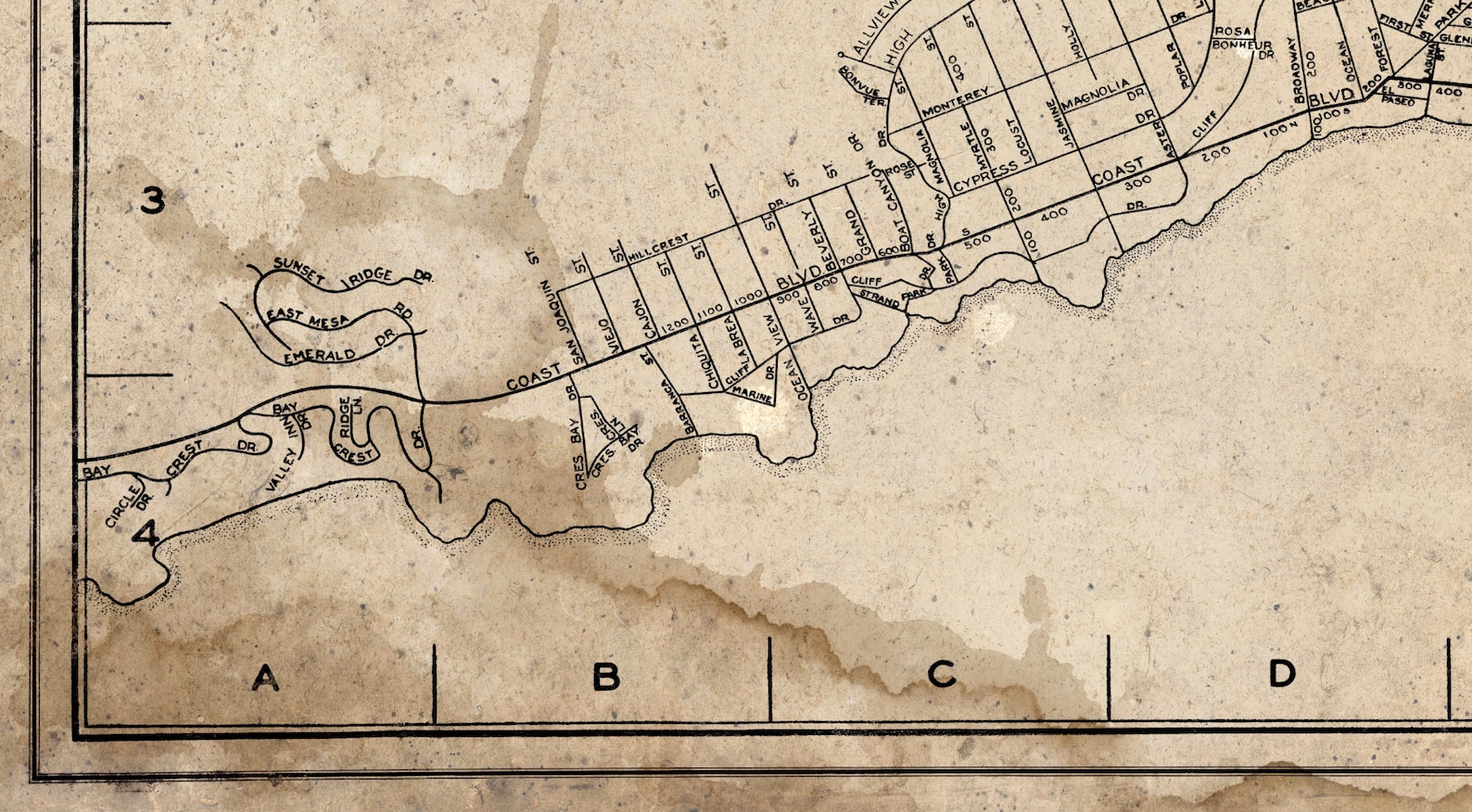 Laguna Beach Map : Vintage Laguna Beach Map Print Poster Circa | Etsy