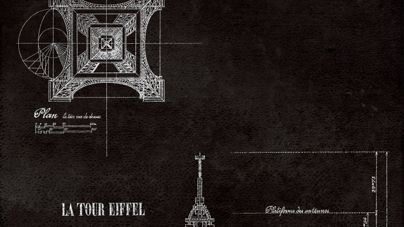Eiffel Tower Blueprint : Vintage Eiffel Tower Blue Print - Etsy