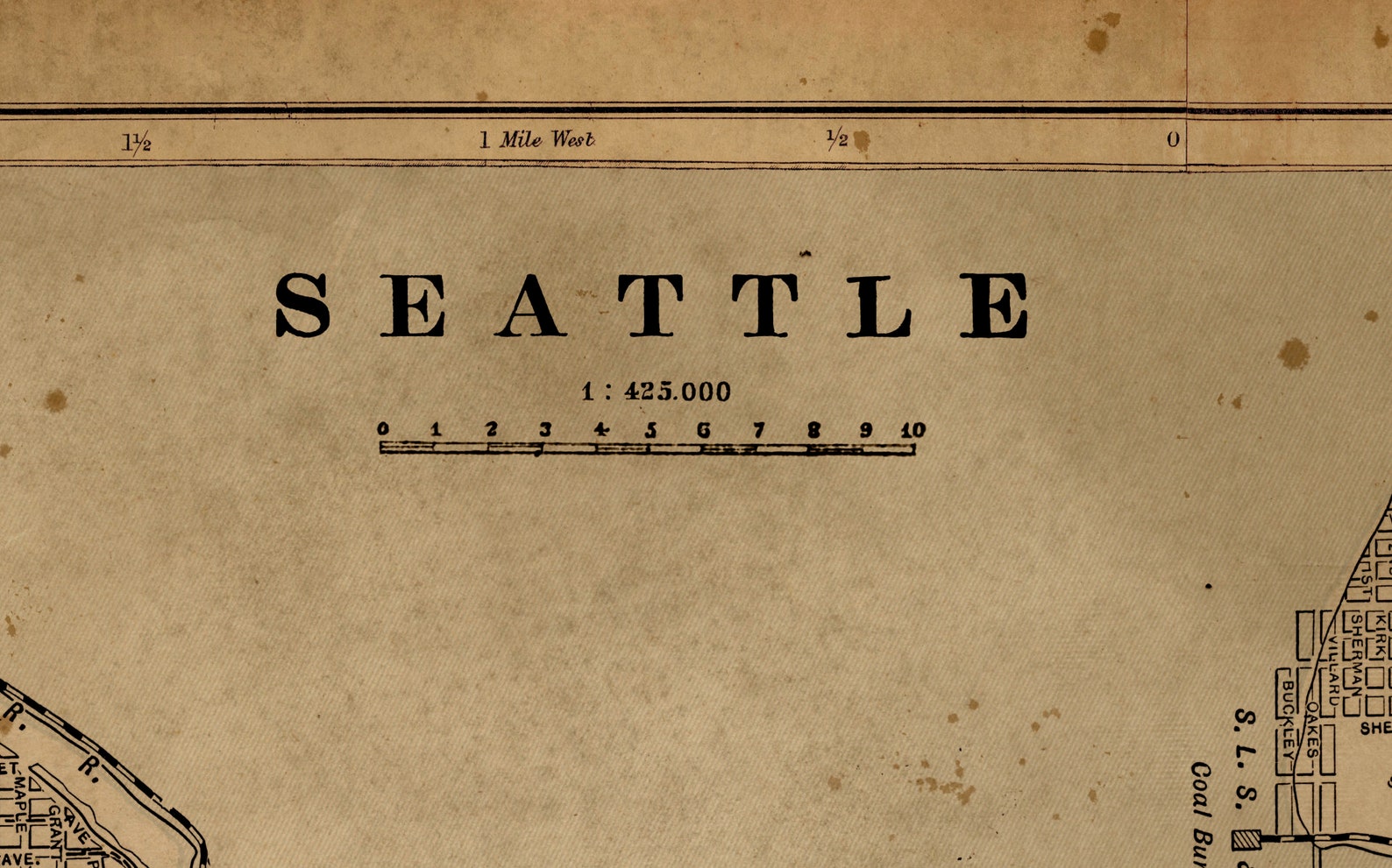 Seattle Map : Vintage Seattle Map Print Poster Circa 1899 - Washington ...