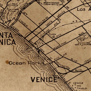 Vintage Los Angeles Map : Old Los Angeles Map Print Circa 1930 - Giclée ...