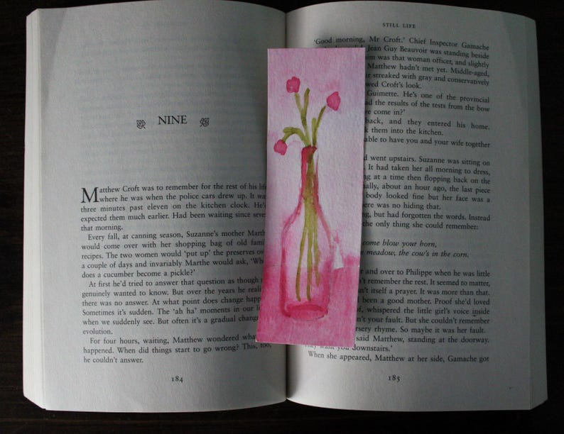 Hand Painted Bookmark -pretty in Pink, Roses Watercolor Bookmark - Etsy