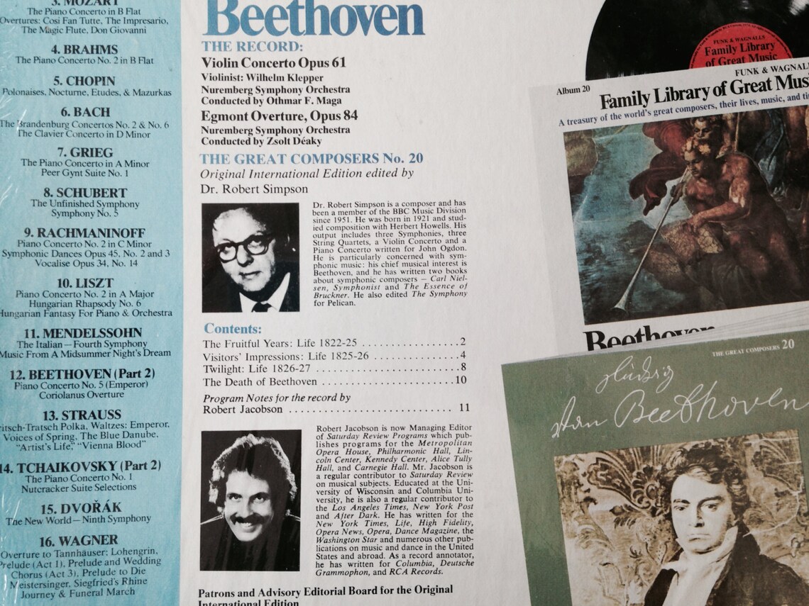 Funk and Wagnalls Beethoven Violin Concerto Opus 61 Vinyl Record - Etsy