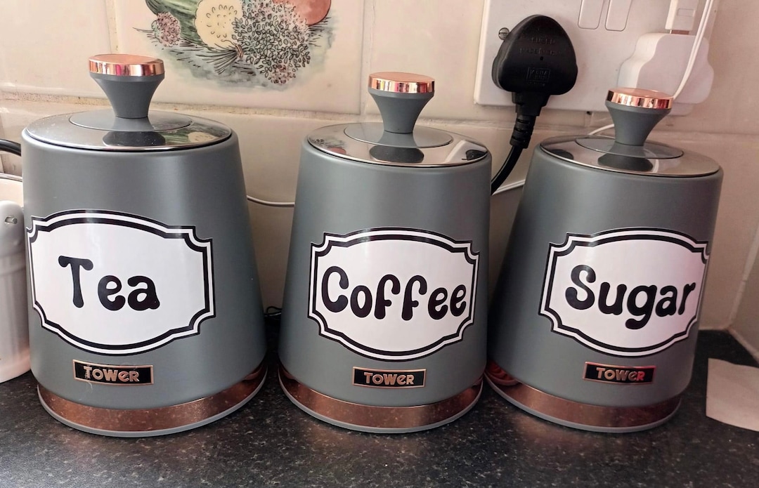 Canister Labels, Tea, Coffee, Sugar Labels. Water Resistant Labels ...