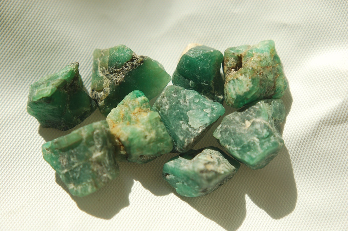 9 Large Natural African Emerald Crystals - 80.01 Ct Total Weight ...