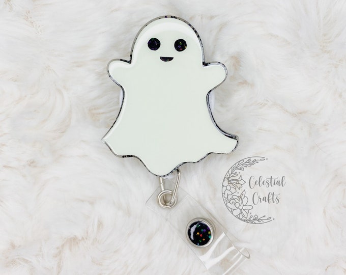 Glow in the Dark Ghost Badge Reel Halloween Badge Reel Halloween ID ...