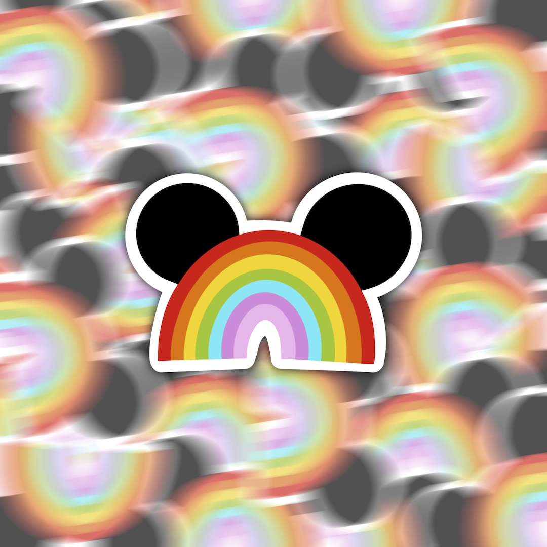 Disney Mickey Rainbow Sticker | Rainbow Mickey Sticker | Mickey Ear ...