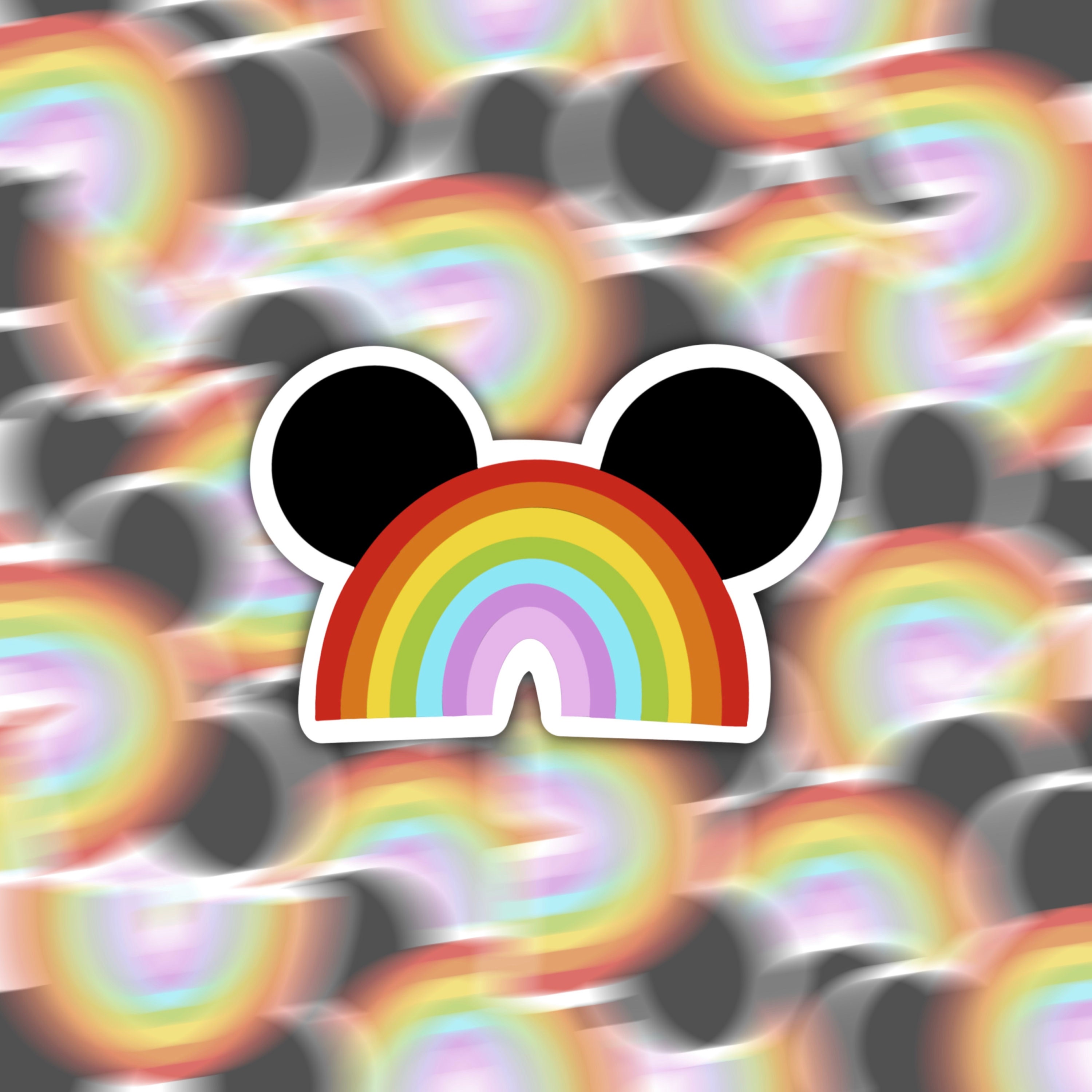 Disney Mickey Rainbow Sticker | Rainbow Mickey Sticker | Mickey Ear ...